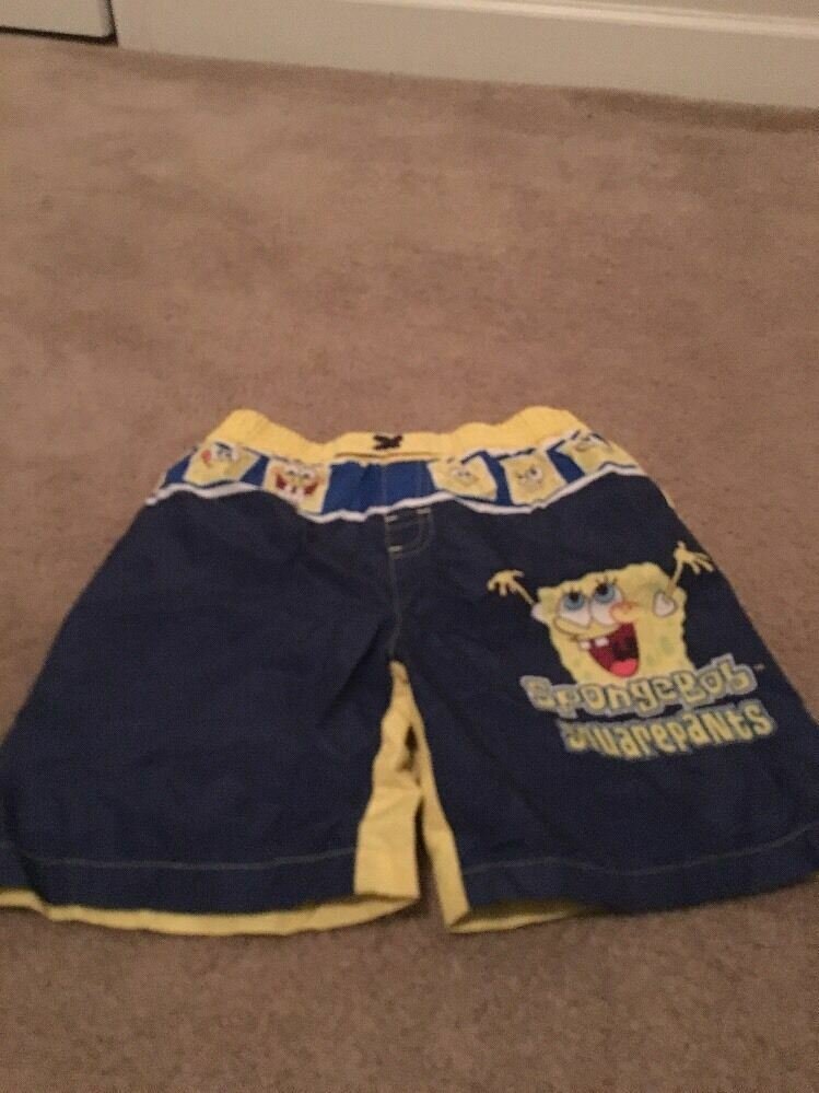 Sponge Bob Square Pants Boys Mesh Lined Swimsuit Shorts Size 6