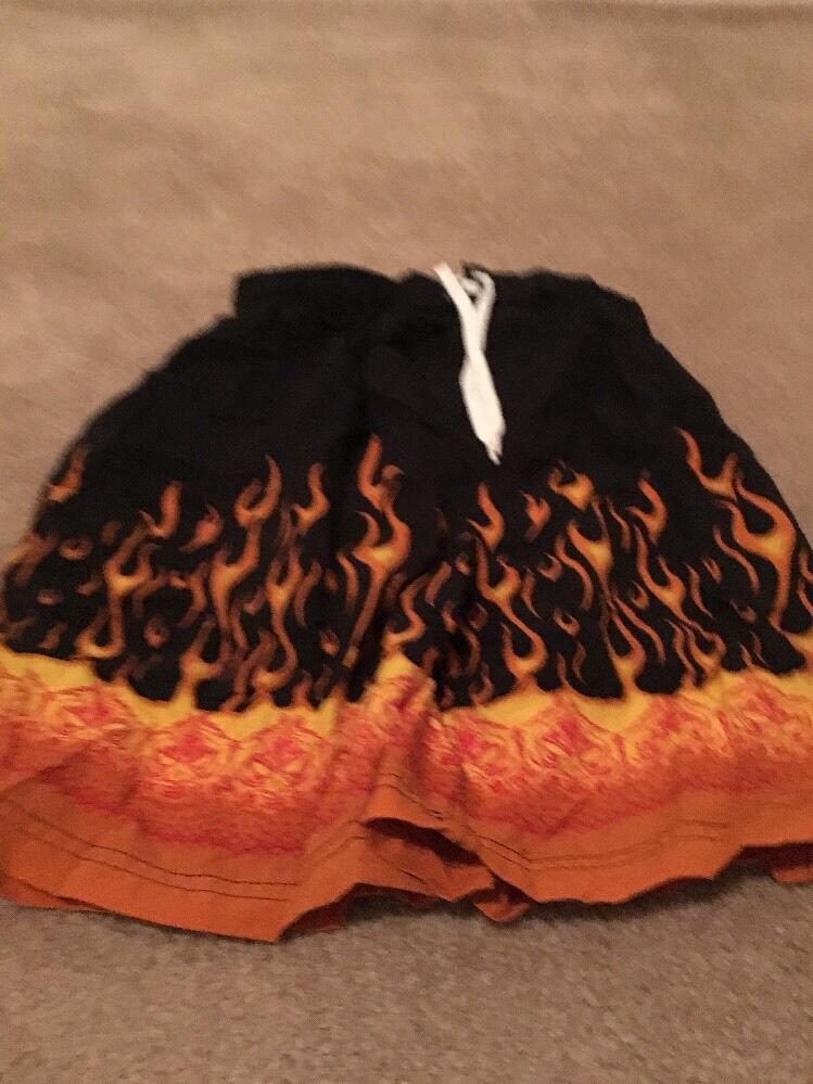 Liquid Wave Boys Flame Print Mesh Lined Swim Shorts Trunks Size Medium ...