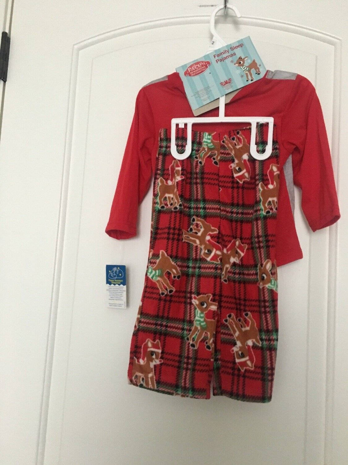 Rudolph the Red Nosed Reindeer Sleep Top & Plaid Bottoms Pajama Set Sz ...