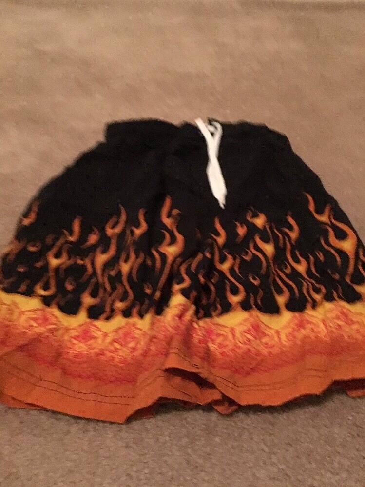 Liquid Wave Boys Flame Swim Shorts Trunks Attached Liner Size Medium