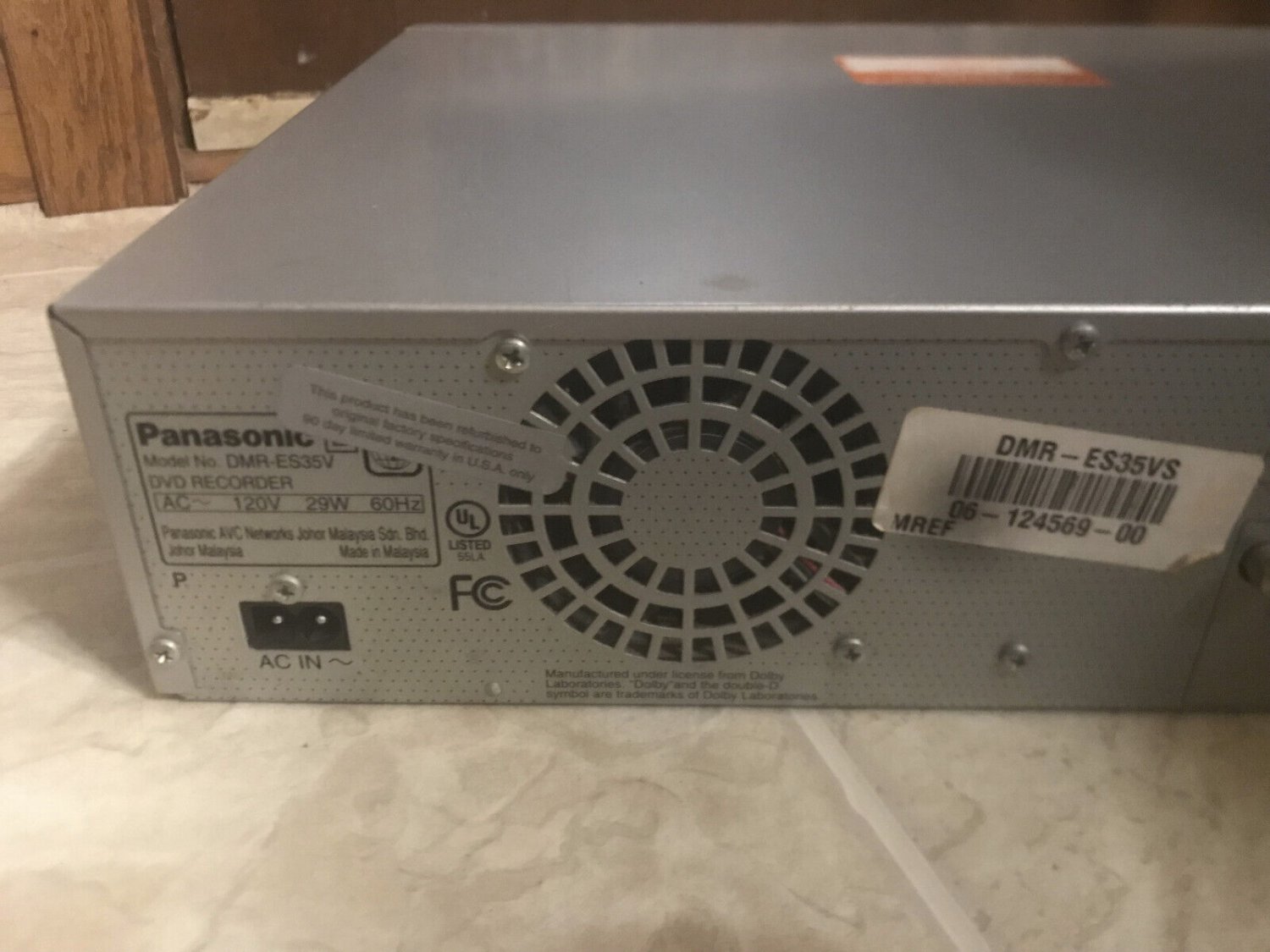 Panasonic VHS SQPB Hi-Fi DVD DIGA DMR-ES35V Player Recorder RAM ...