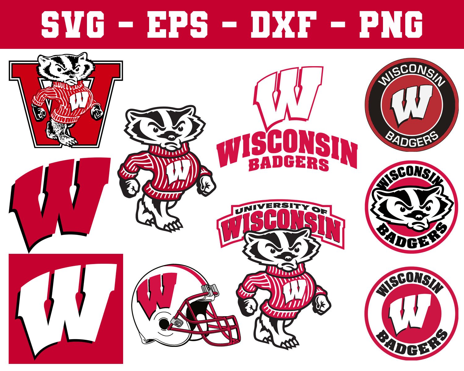 Wisconsin Badgers Football Bundle Logo SVG for Cutting with Cricut