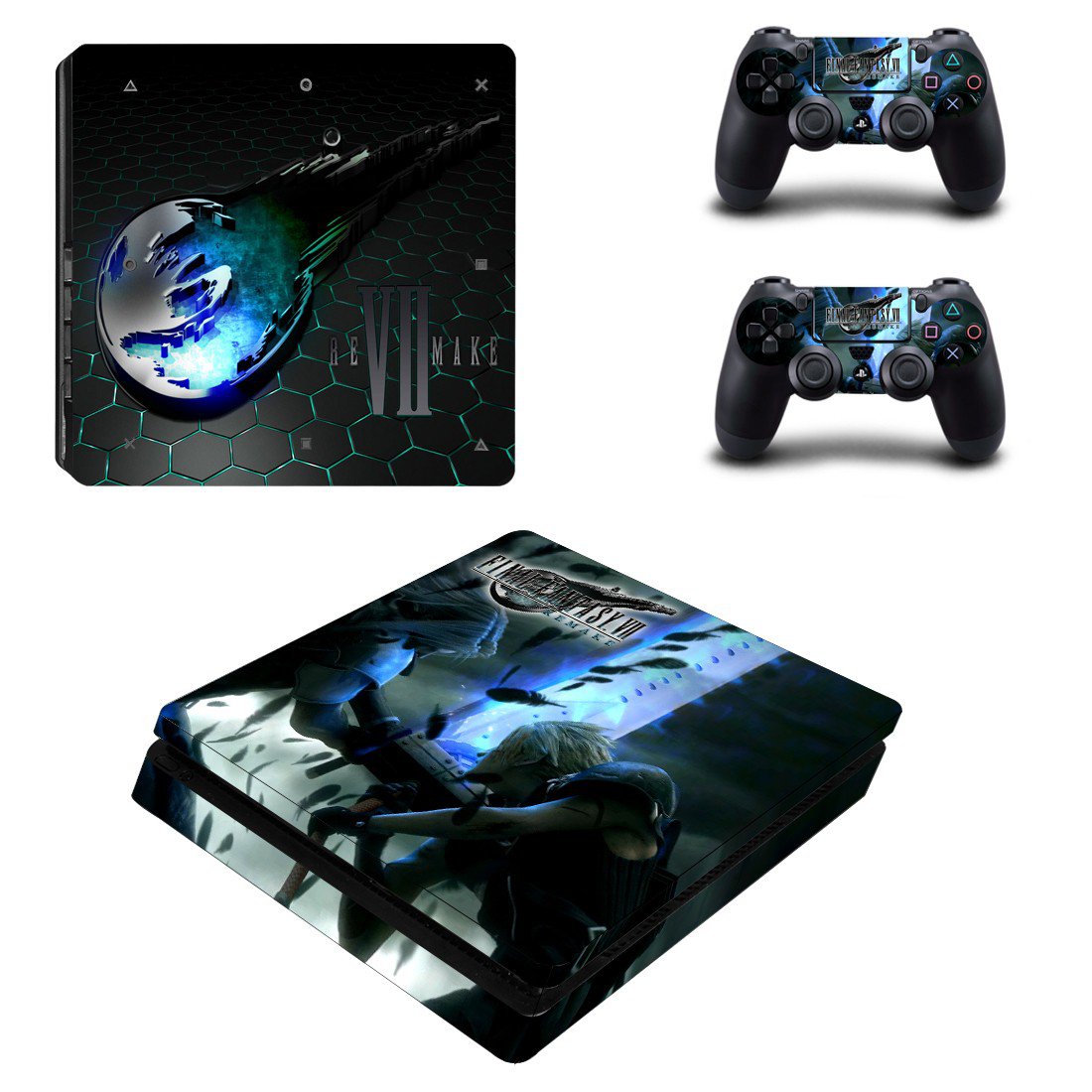 Final Fantasy 7 remake decal skin for PS4 Slim Console & Controllers