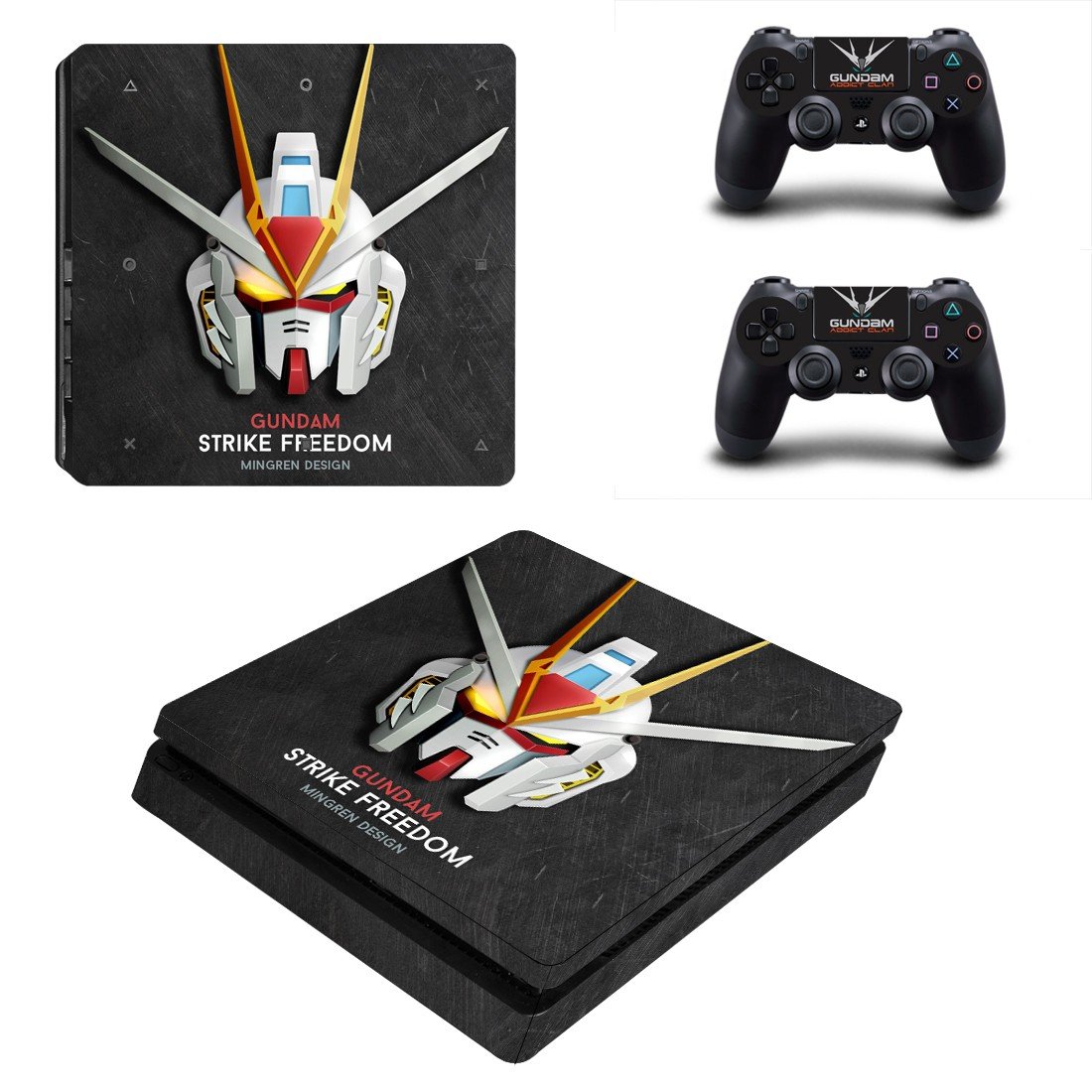 Strike Freedom Gundam decal skin for PS4 Slim Console & Controllers
