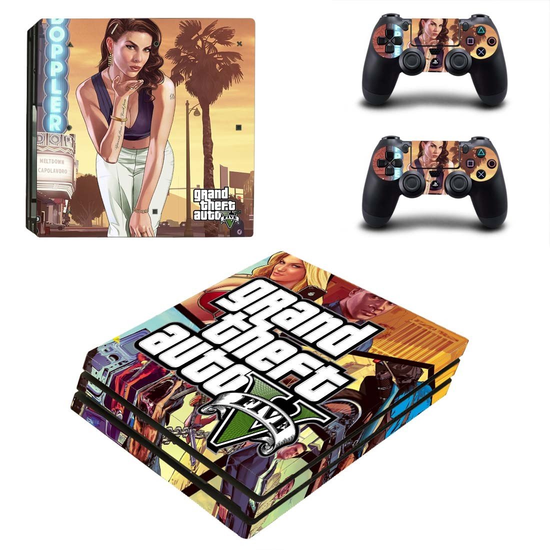 Grand Theft Auto 5 decal skin for PS4 Pro Console & Controllers