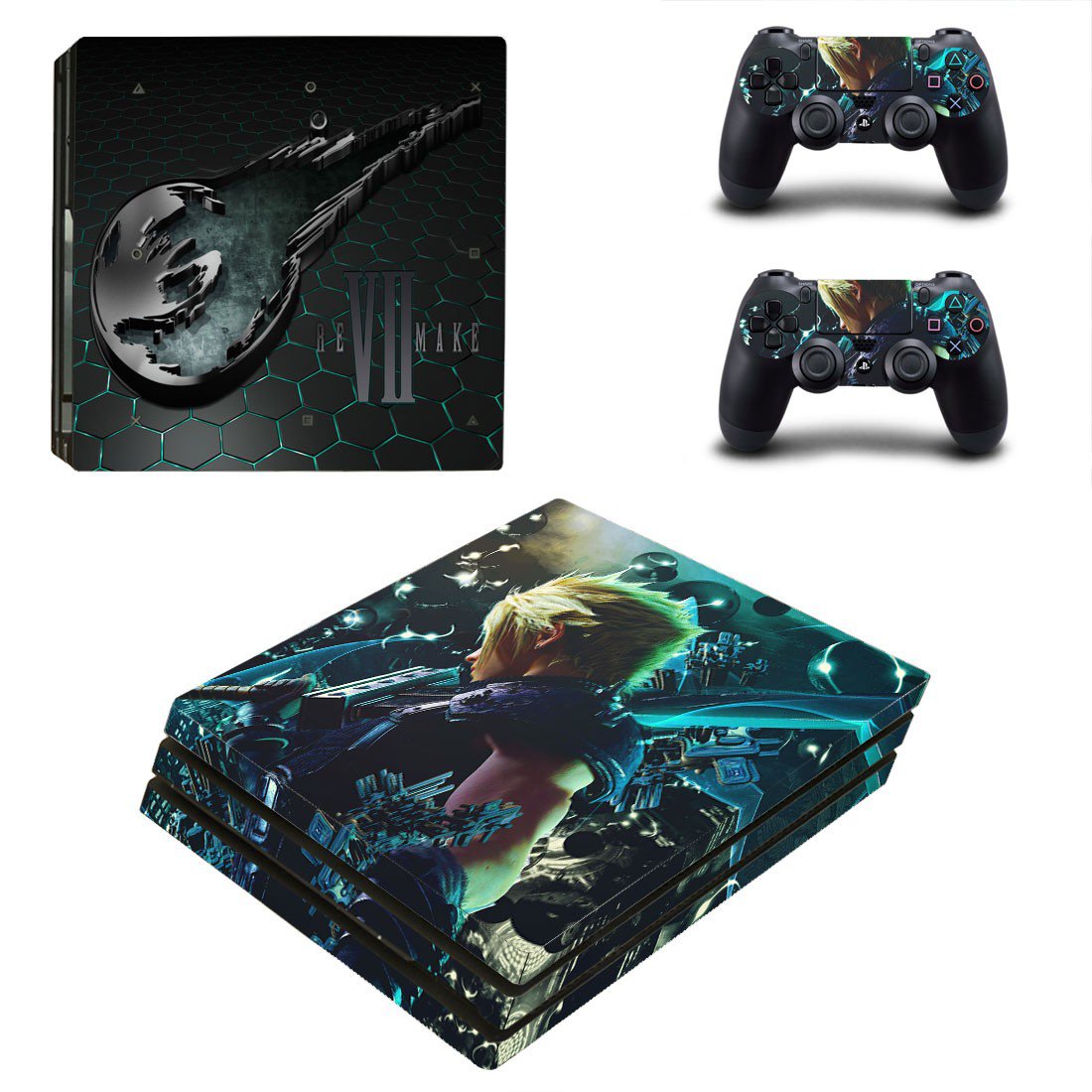 Final Fantasy 7 remake decal skin for PS4 Pro Console & Controllers