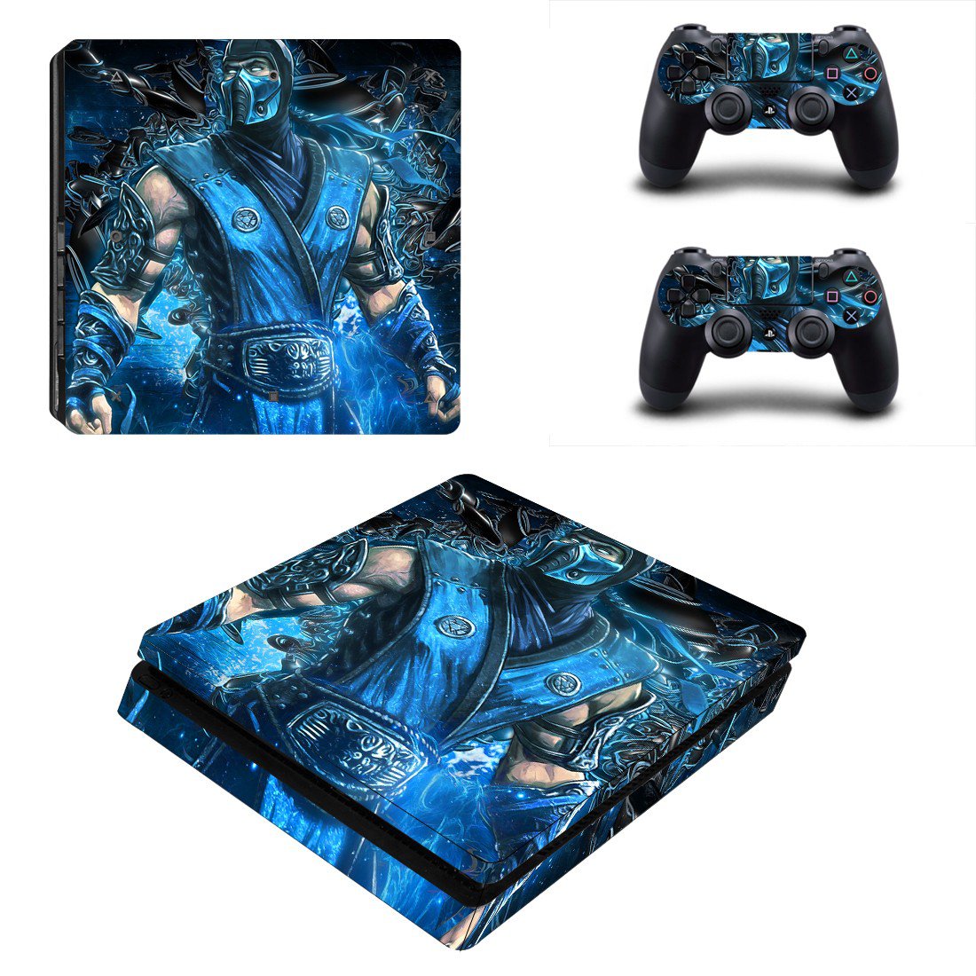 Mortal Kombat sub zero decal skin for PS4 Slim Console & Controllers