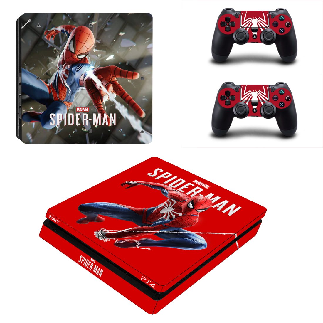 Spider Man decal skin for PS4 Slim Console & Controllers