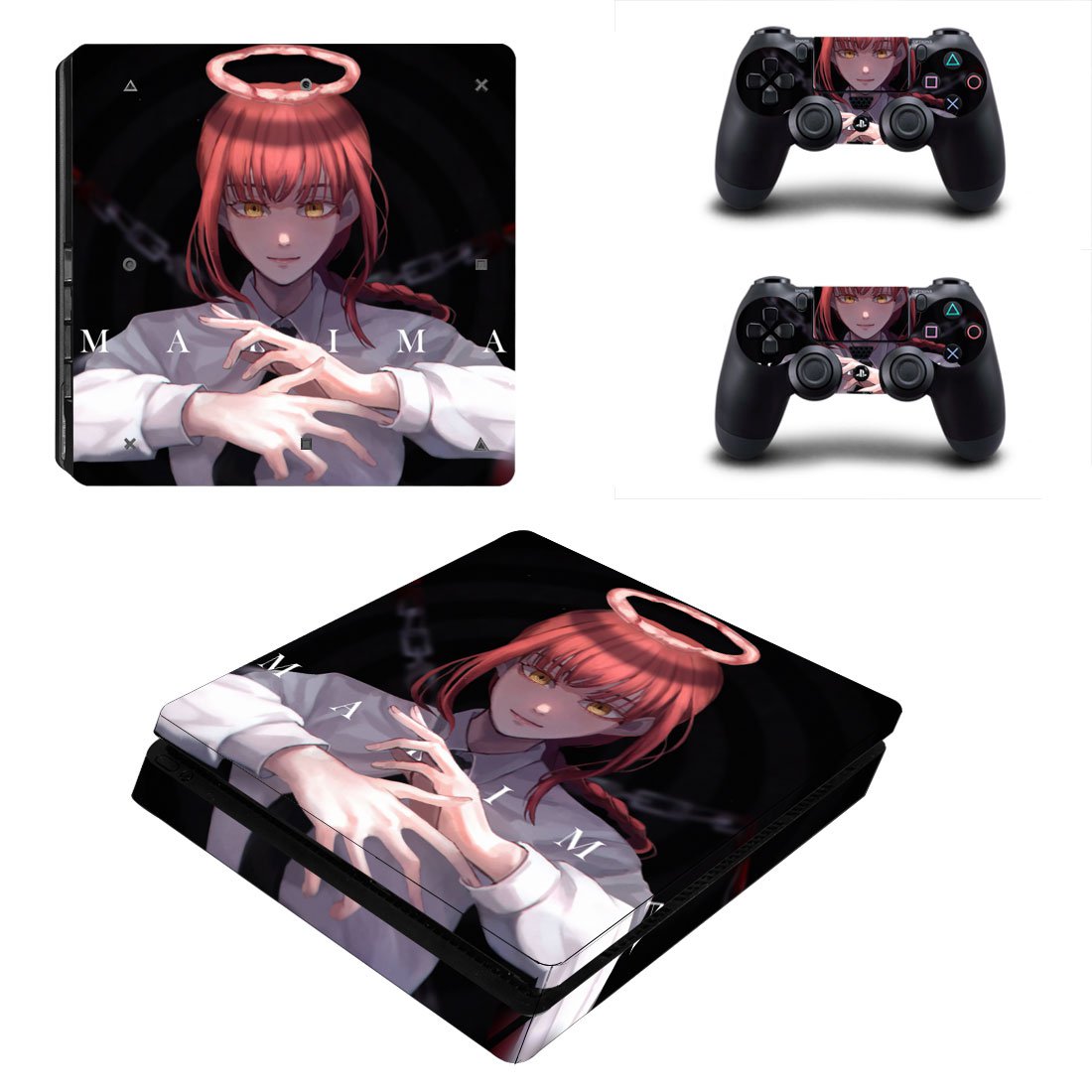 Chainsaw Man Machima decal skin for PS4 Slim Console & Controllers