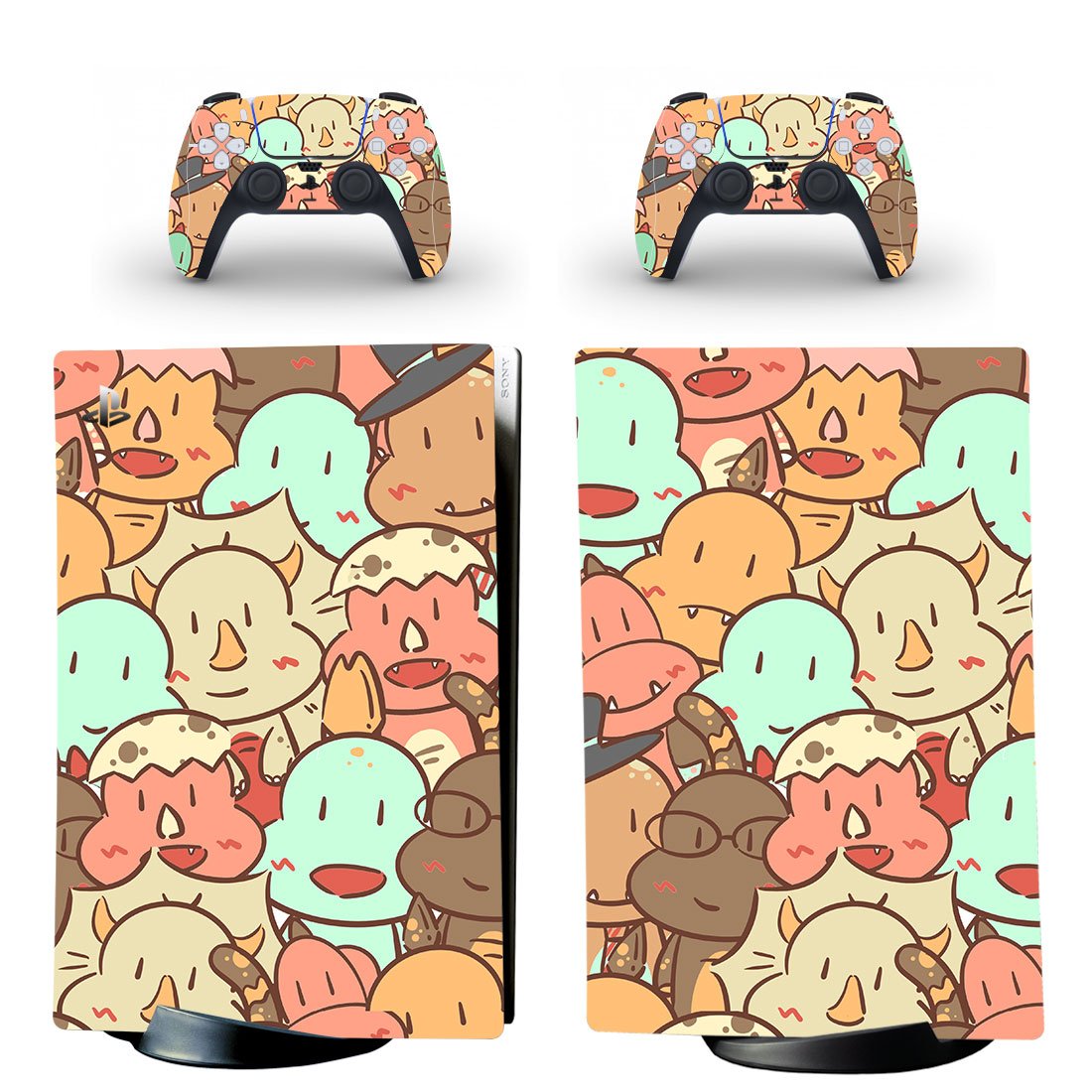 Cartoon Texture decal skin for PS5 digital Console & 2 Controllers