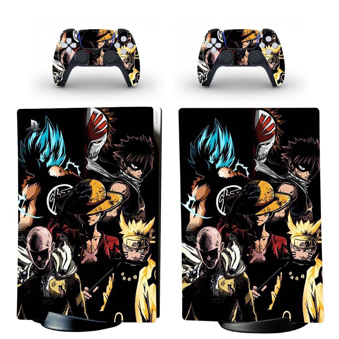 Naruto One Piece decal skin for PS5 digital Console & 2 Controllers