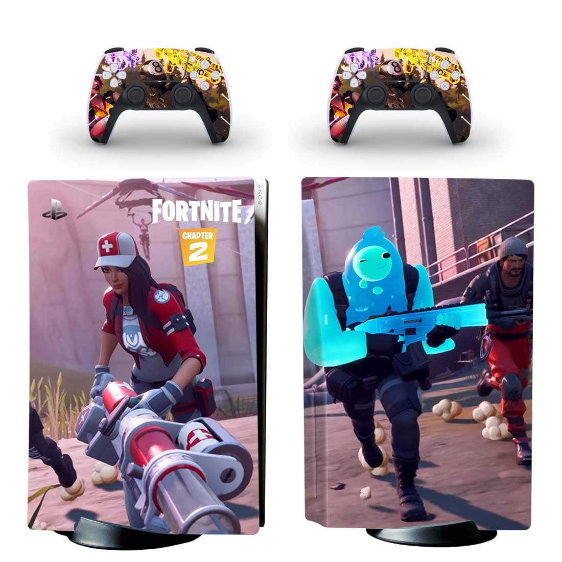 Fortnite decal skin for PS5 disc Console and 2 Controllers