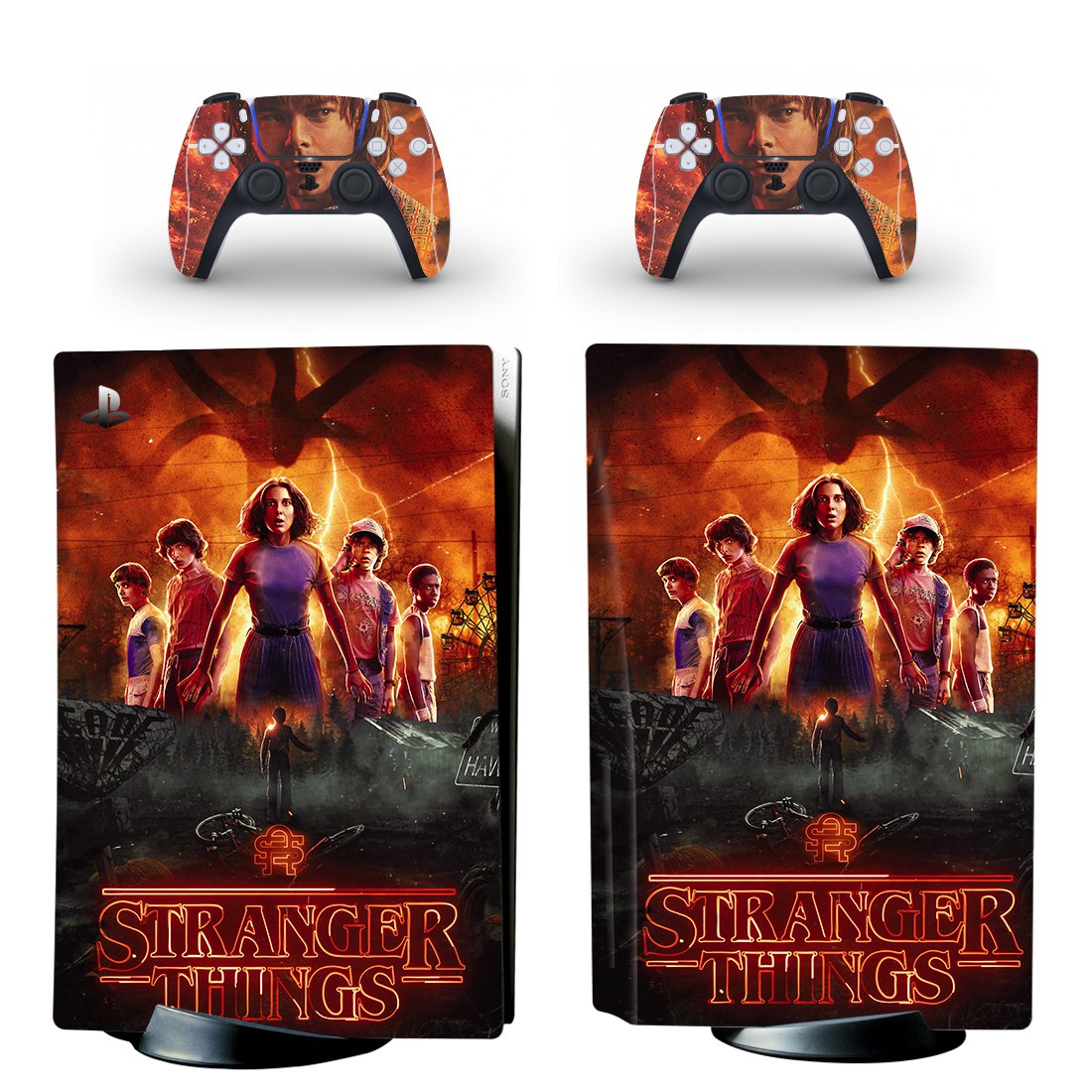 Stranger Things decal skin for PS5 disc Console and 2 Controllers