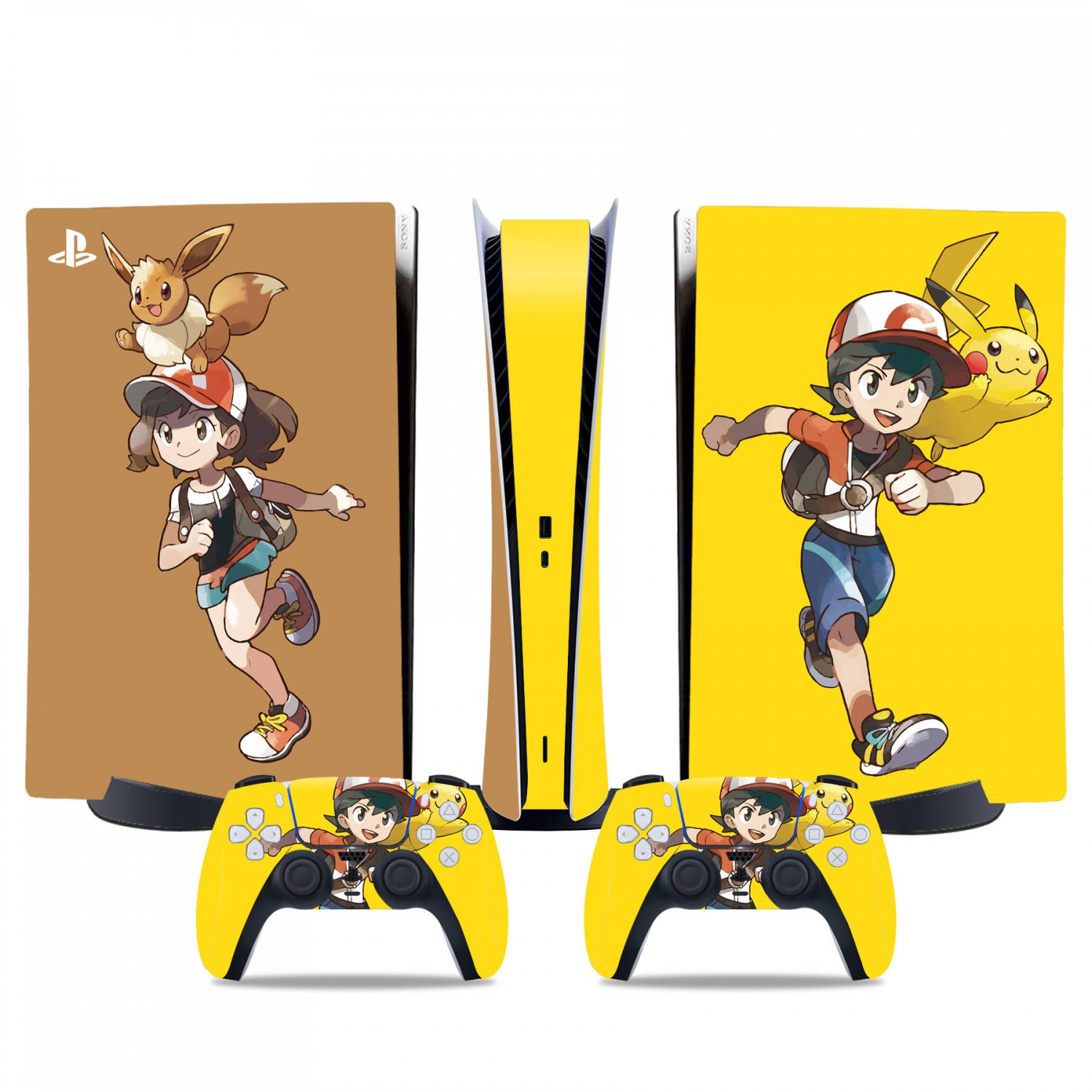 Pikachu decal skin for PS5 digital Console & 2 Controllers