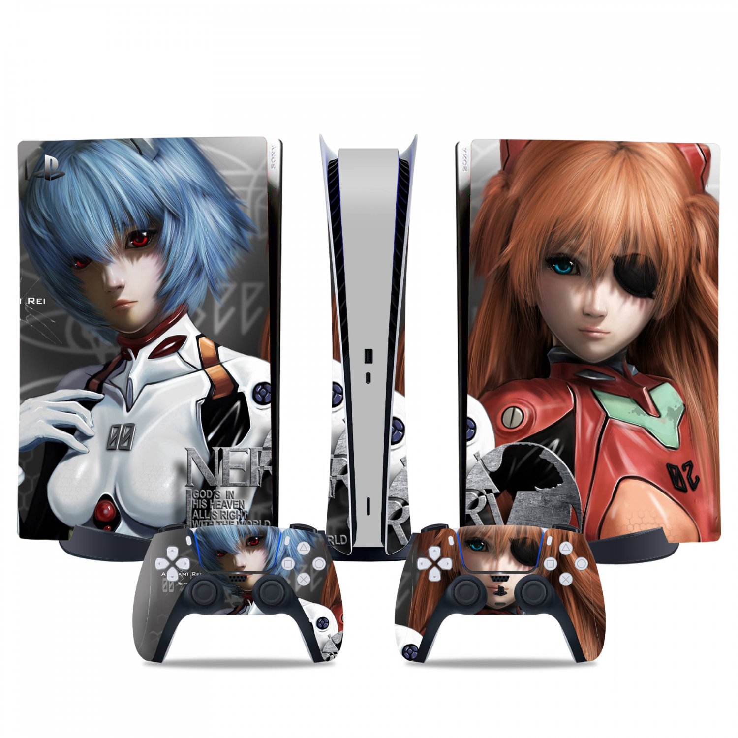 Neon Genesis Evangelion decal skin for PS5 digital Console & 2 Controllers