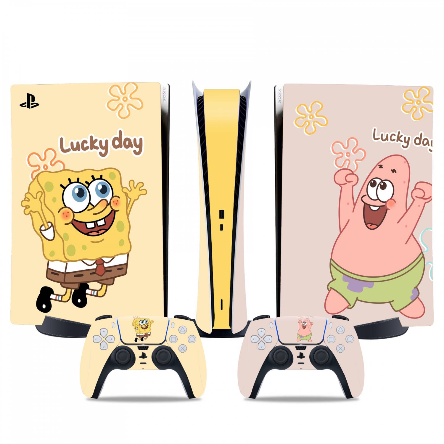 SpongeBob SquarePants decal skin for PS5 digital Console & 2 Controllers