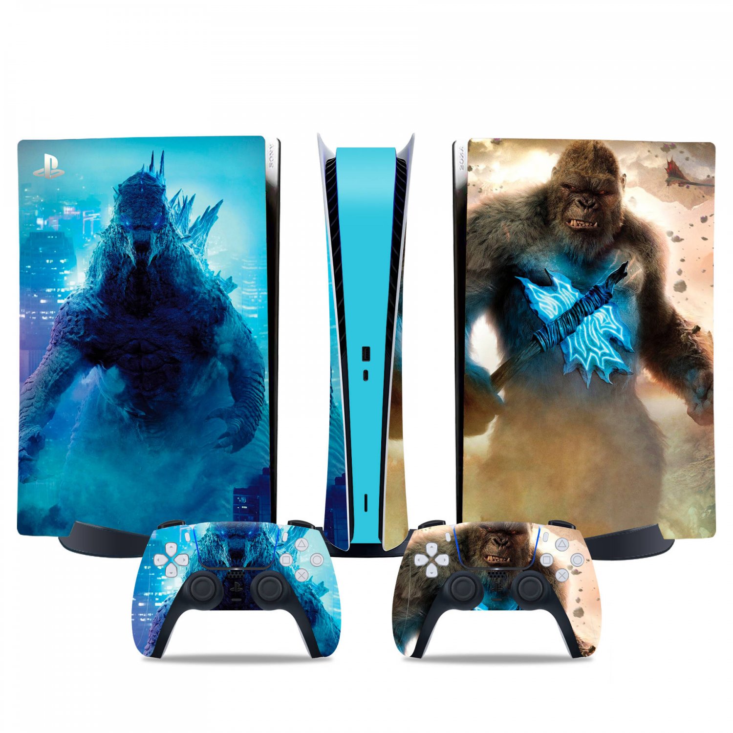 Godzilla vs Kong decal skin for PS5 digital Console & 2 Controllers