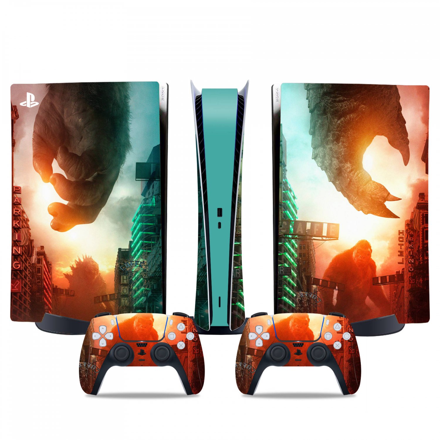Godzilla vs Kong decal skin for PS5 digital Console & 2 Controllers