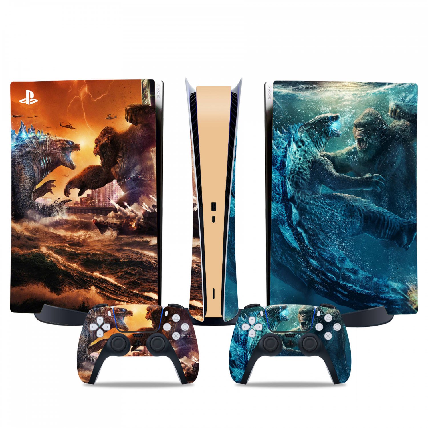 Godzilla vs Kong decal skin for PS5 digital Console & 2 Controllers