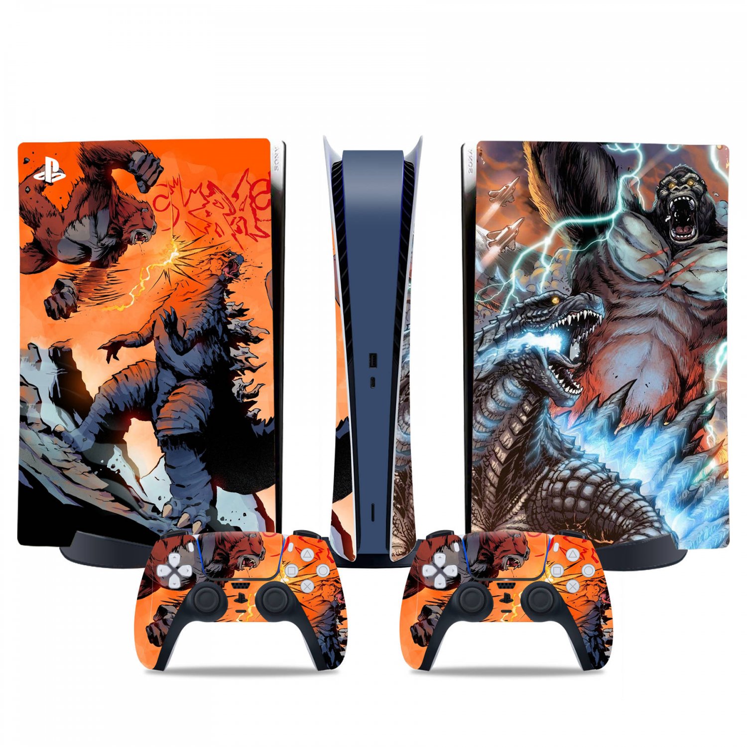 Godzilla vs Kong decal skin for PS5 digital Console & 2 Controllers