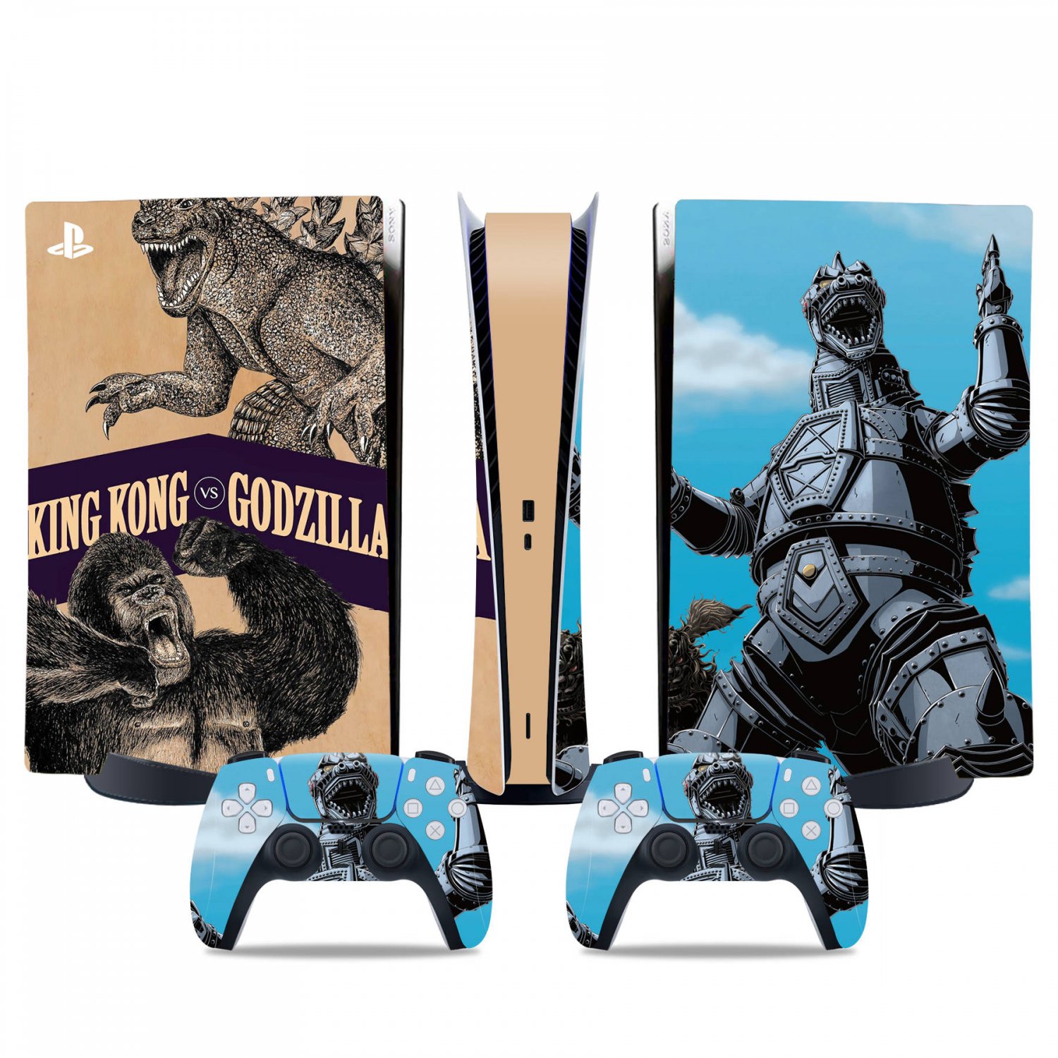 Godzilla vs Kong decal skin for PS5 digital Console & 2 Controllers