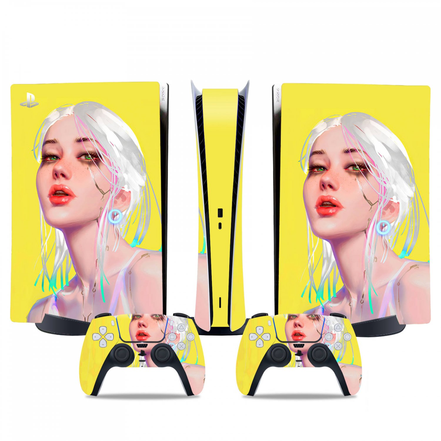Cyberpunk decal skin for PS5 digital Console & 2 Controllers