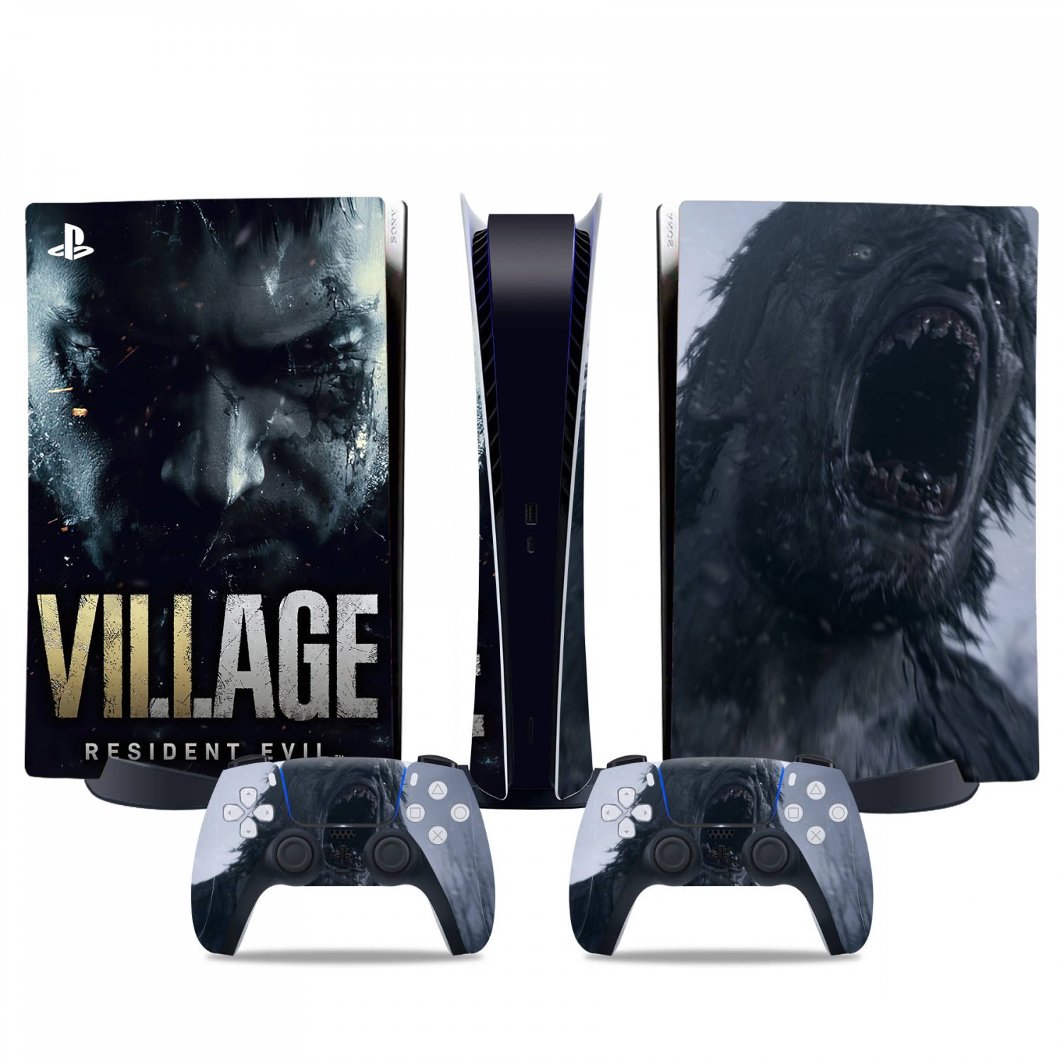 Resident Evil Village decal skin for PS5 digital Console & 2 Controllers
