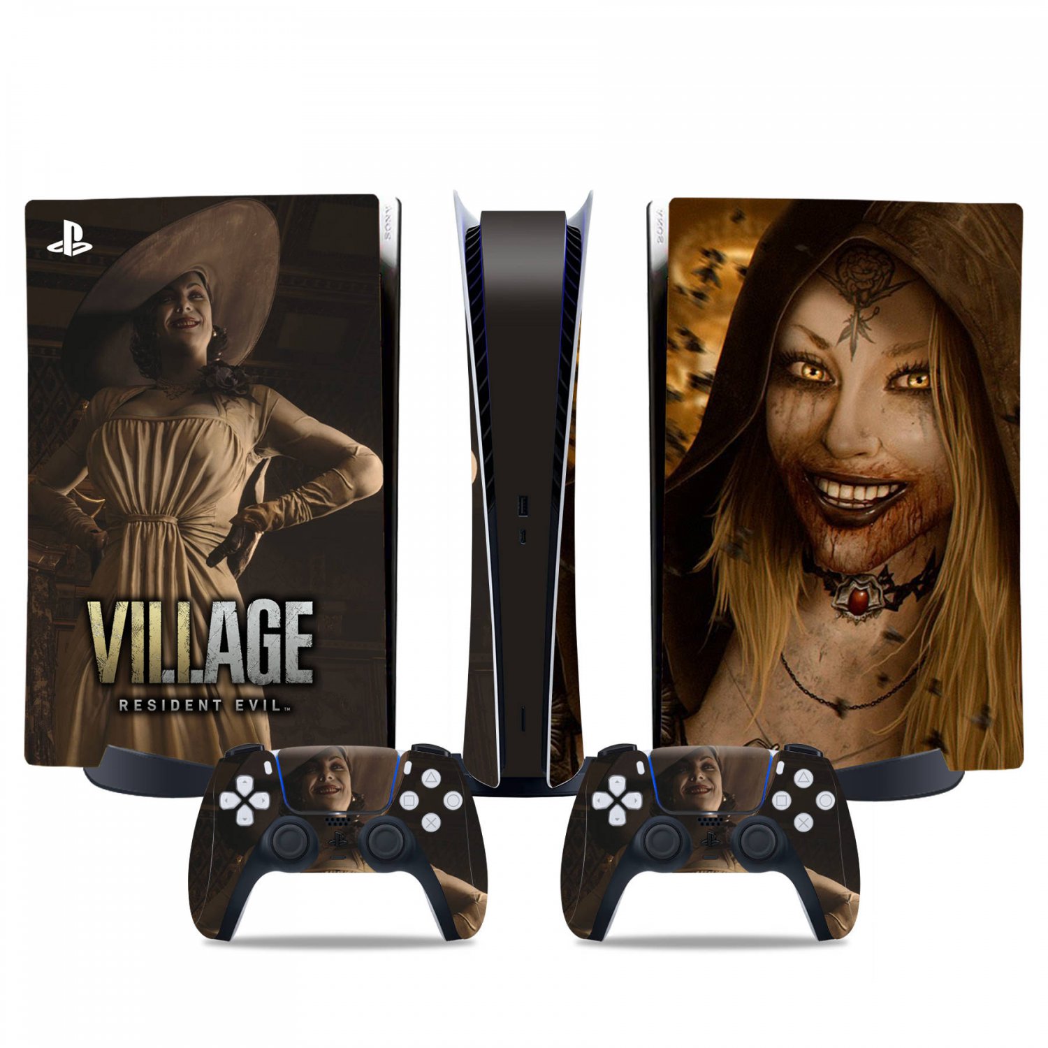 Resident Evil Village decal skin for PS5 digital Console & 2 Controllers