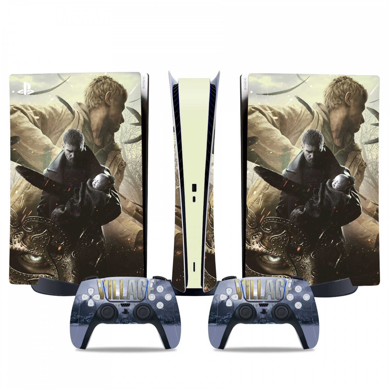 Resident Evil Village decal skin for PS5 digital Console & 2 Controllers