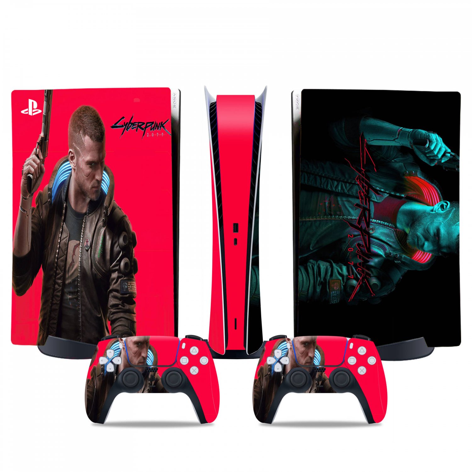 Cyberpunk decal skin for PS5 digital Console & 2 Controllers