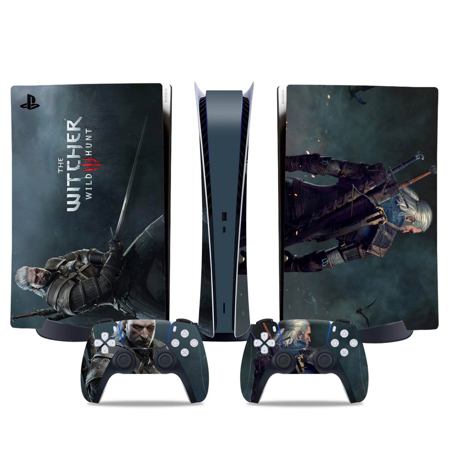 The Witcher Wild Hunt decal skin for PS5 digital Console & 2 Controllers