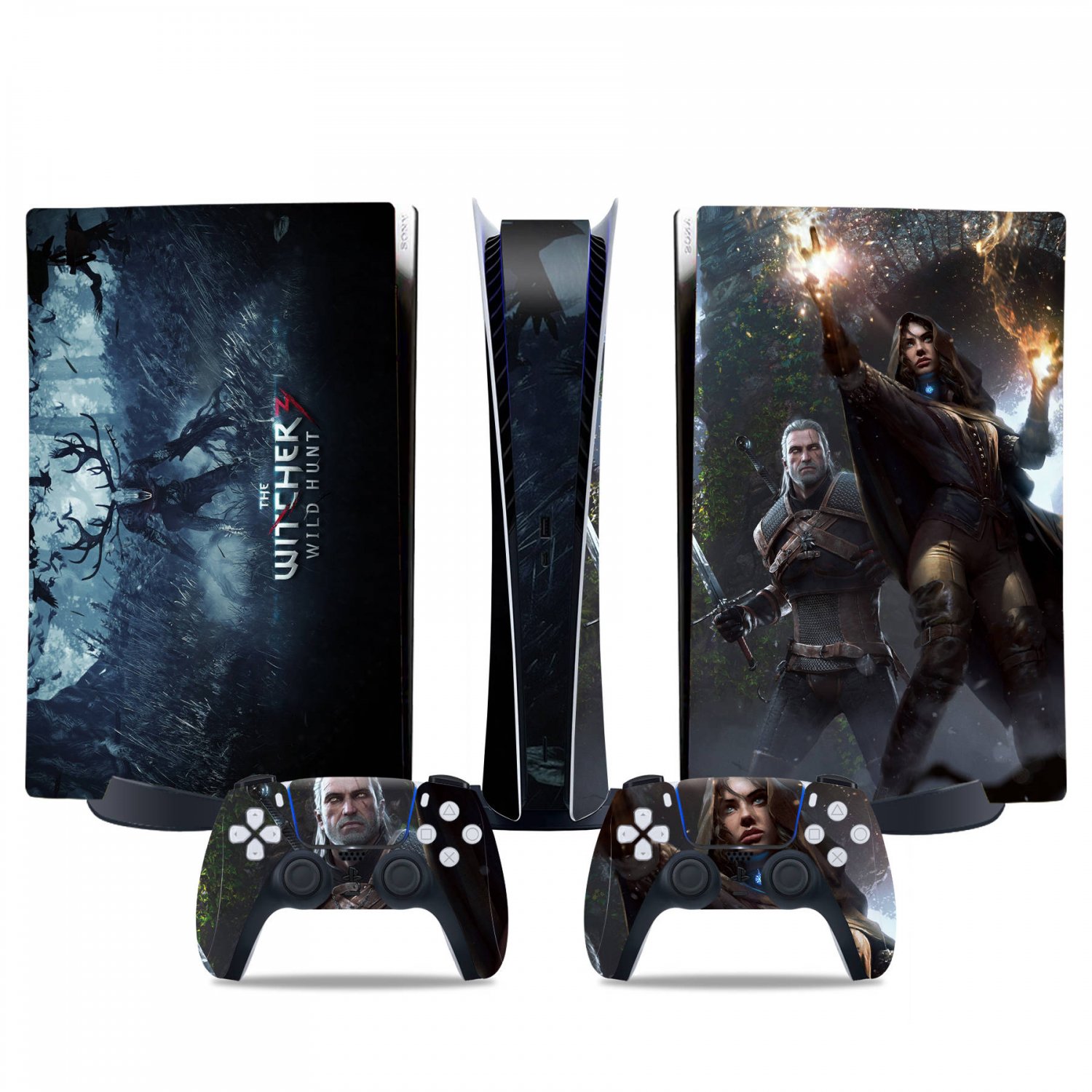The Witcher Wild Hunt decal skin for PS5 digital Console & 2 Controllers