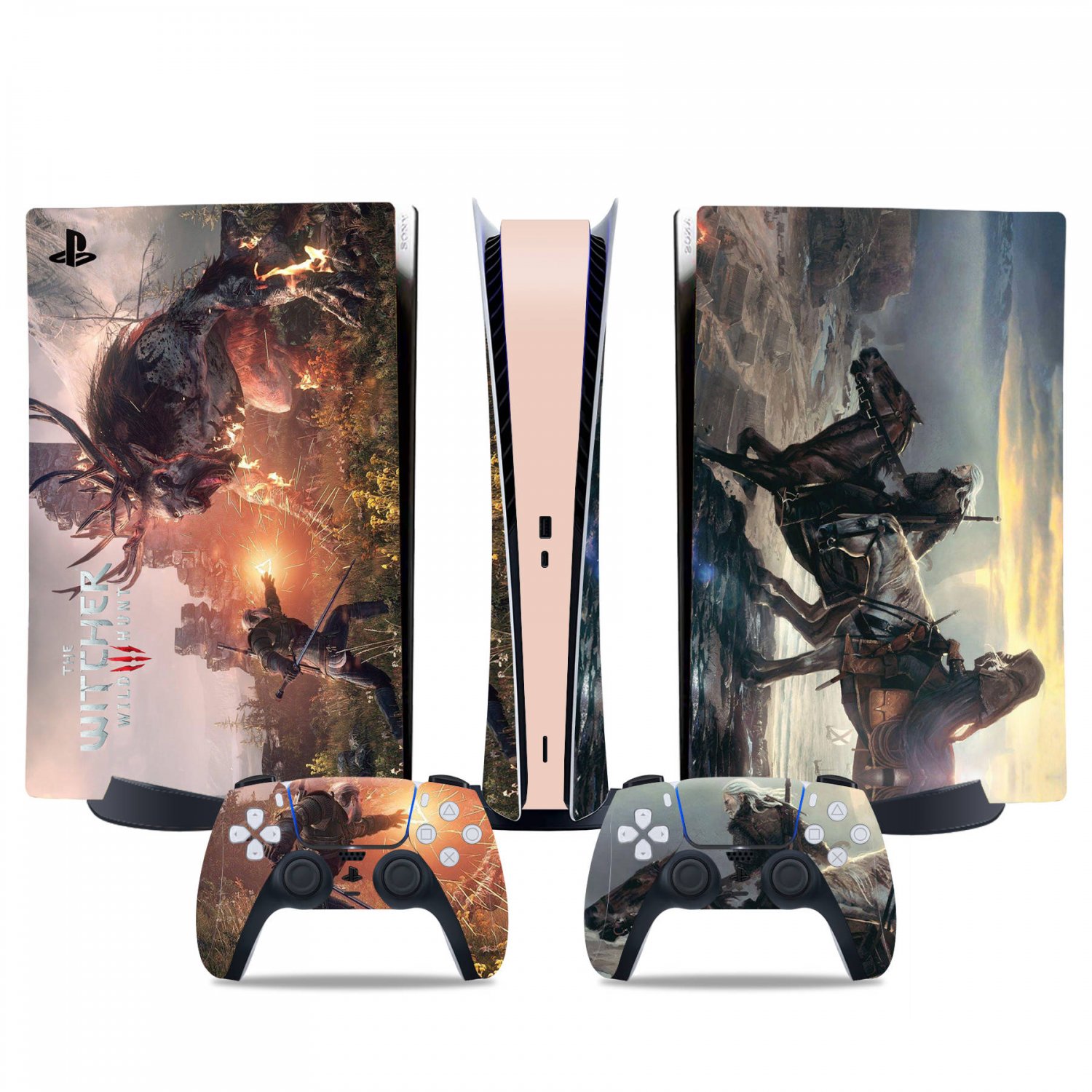 The Witcher Wild Hunt decal skin for PS5 digital Console & 2 Controllers