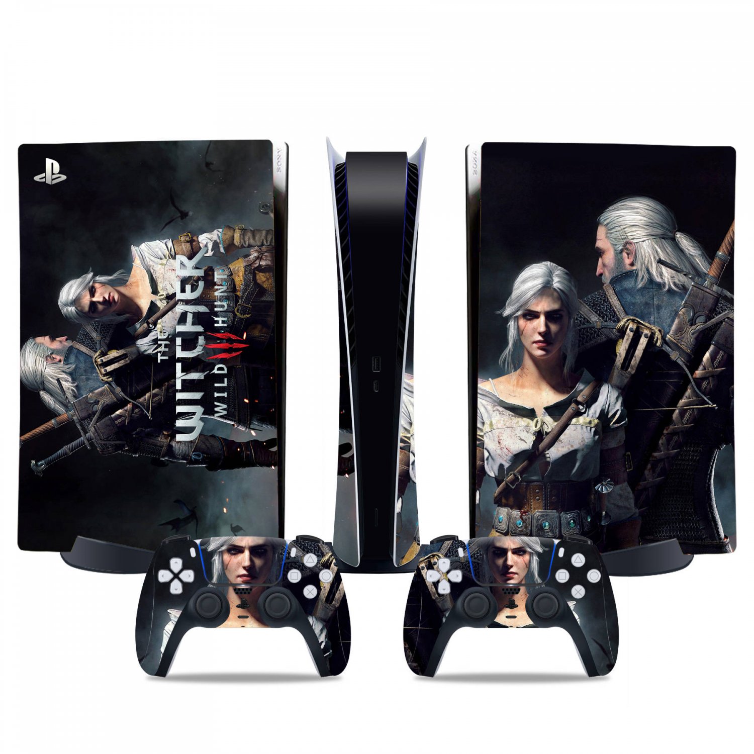 The Witcher Wild Hunt decal skin for PS5 digital Console & 2 Controllers