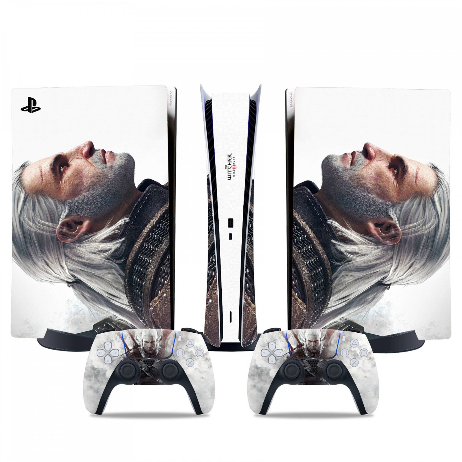 The Witcher Wild Hunt decal skin for PS5 digital Console & 2 Controllers