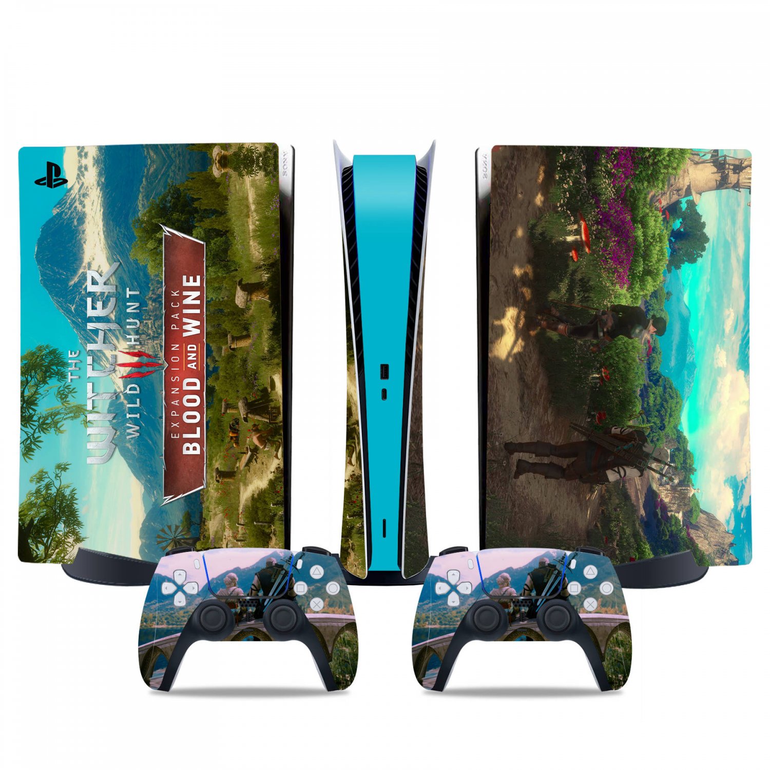 The Witcher Wild Hunt decal skin for PS5 digital Console & 2 Controllers