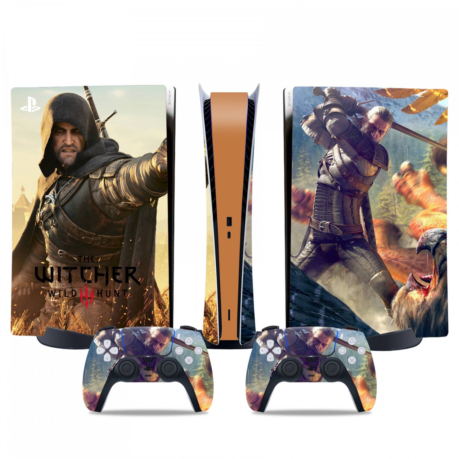 The Witcher Wild Hunt decal skin for PS5 digital Console & 2 Controllers