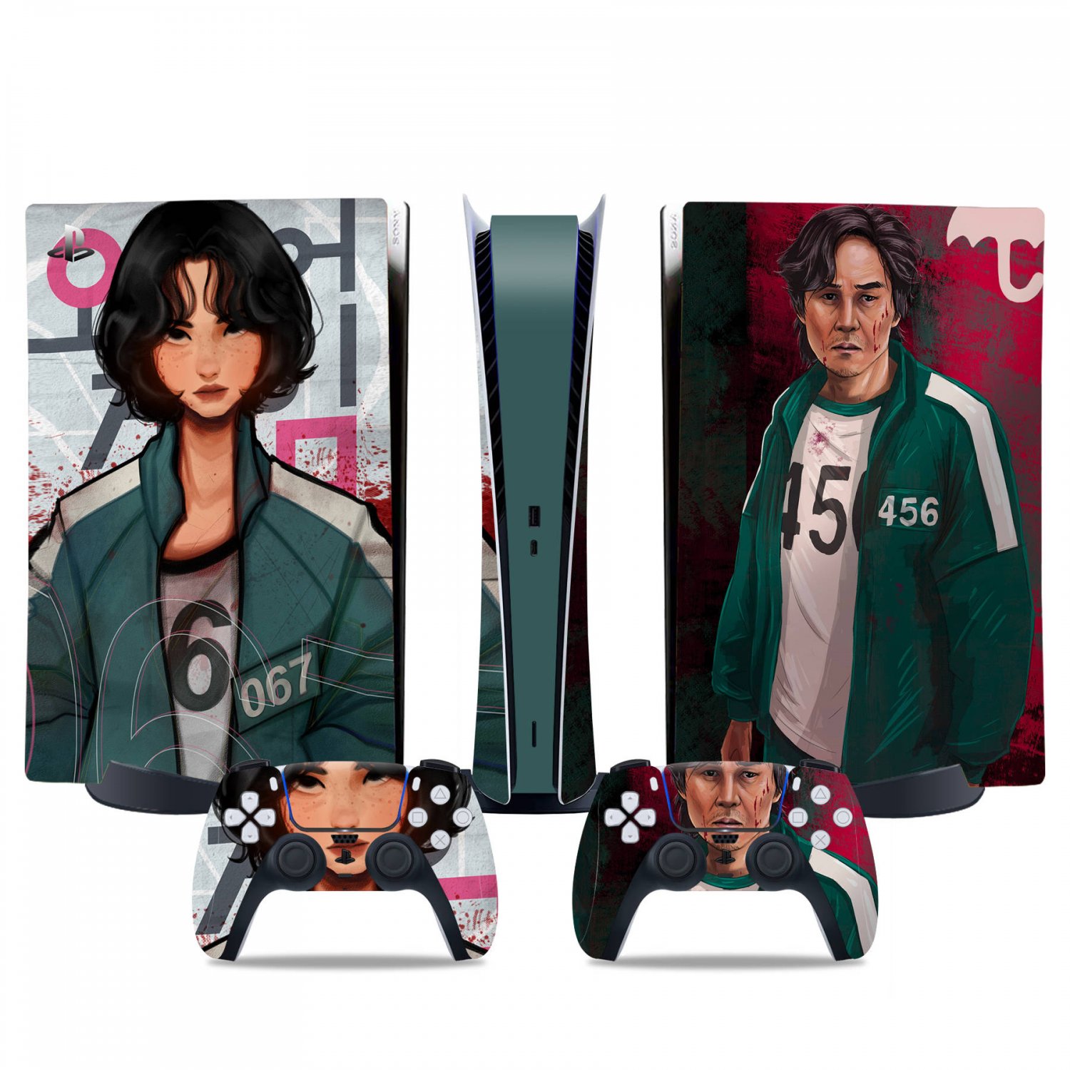 Squid Game decal skin for PS5 digital Console & 2 Controllers