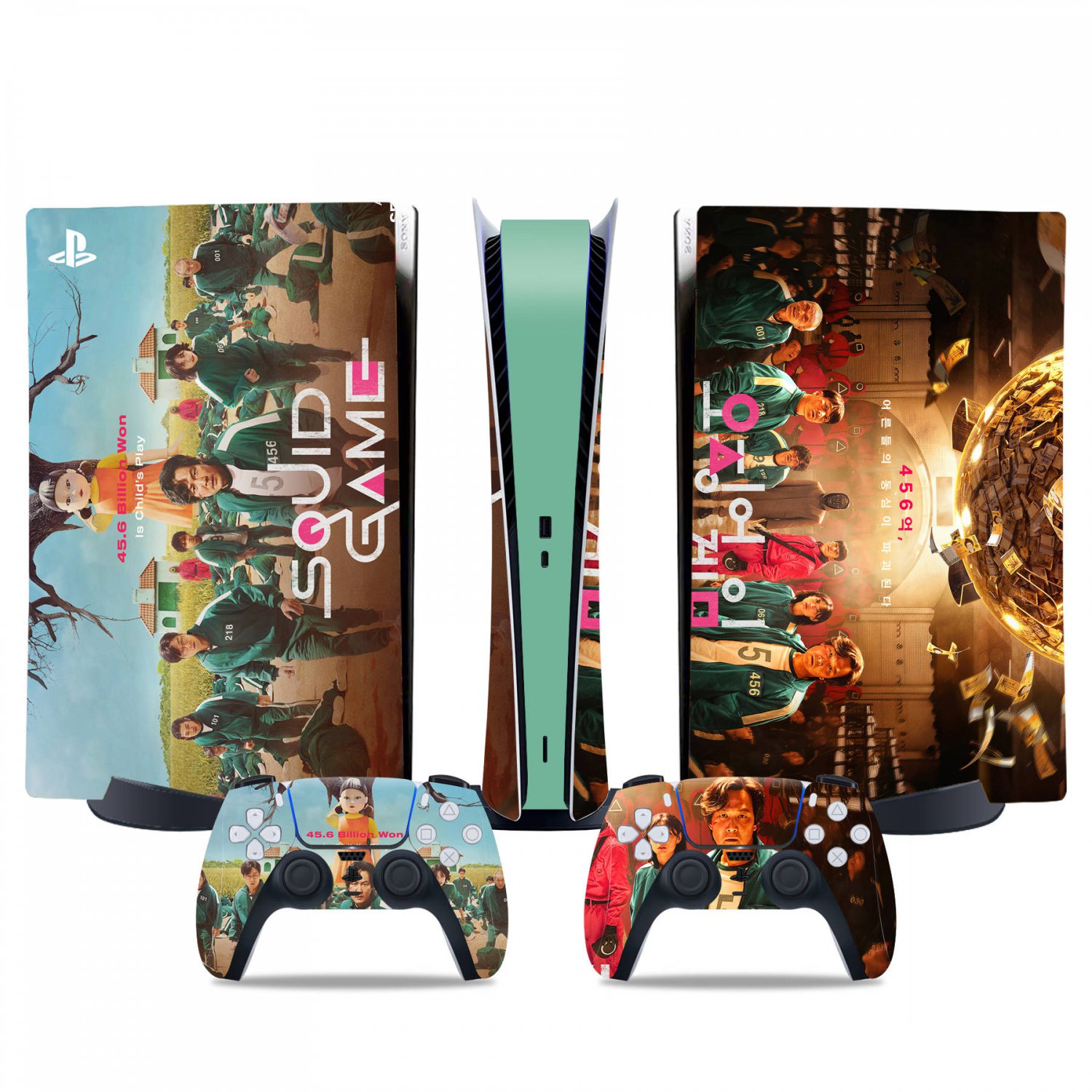 Squid Game decal skin for PS5 digital Console & 2 Controllers