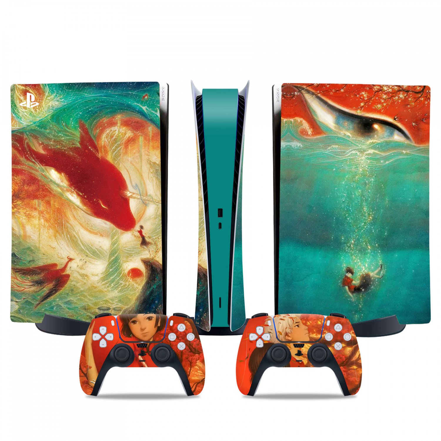 Anime decal skin for PS5 digital Console & 2 Controllers