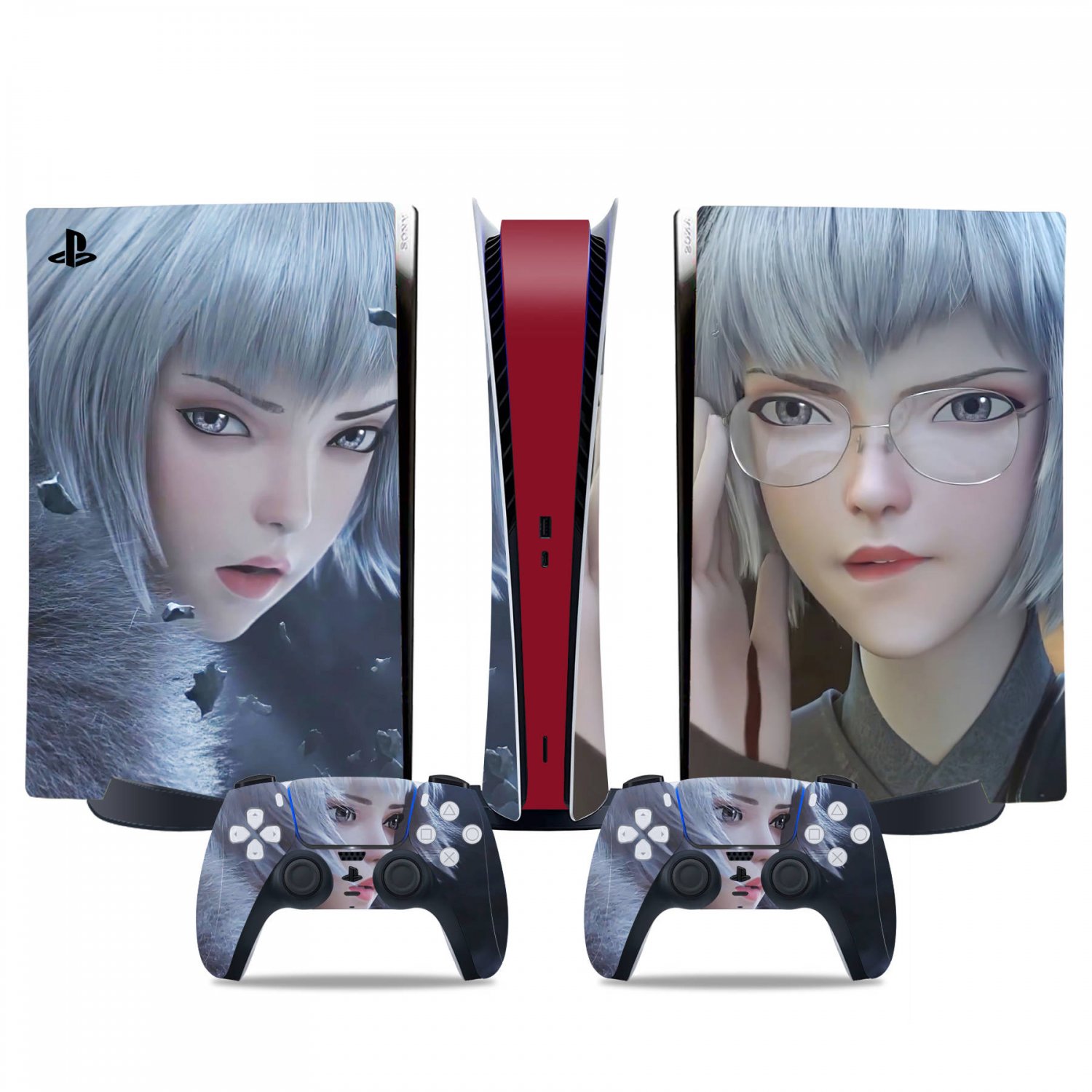 Anime Girl decal skin for PS5 digital Console & 2 Controllers