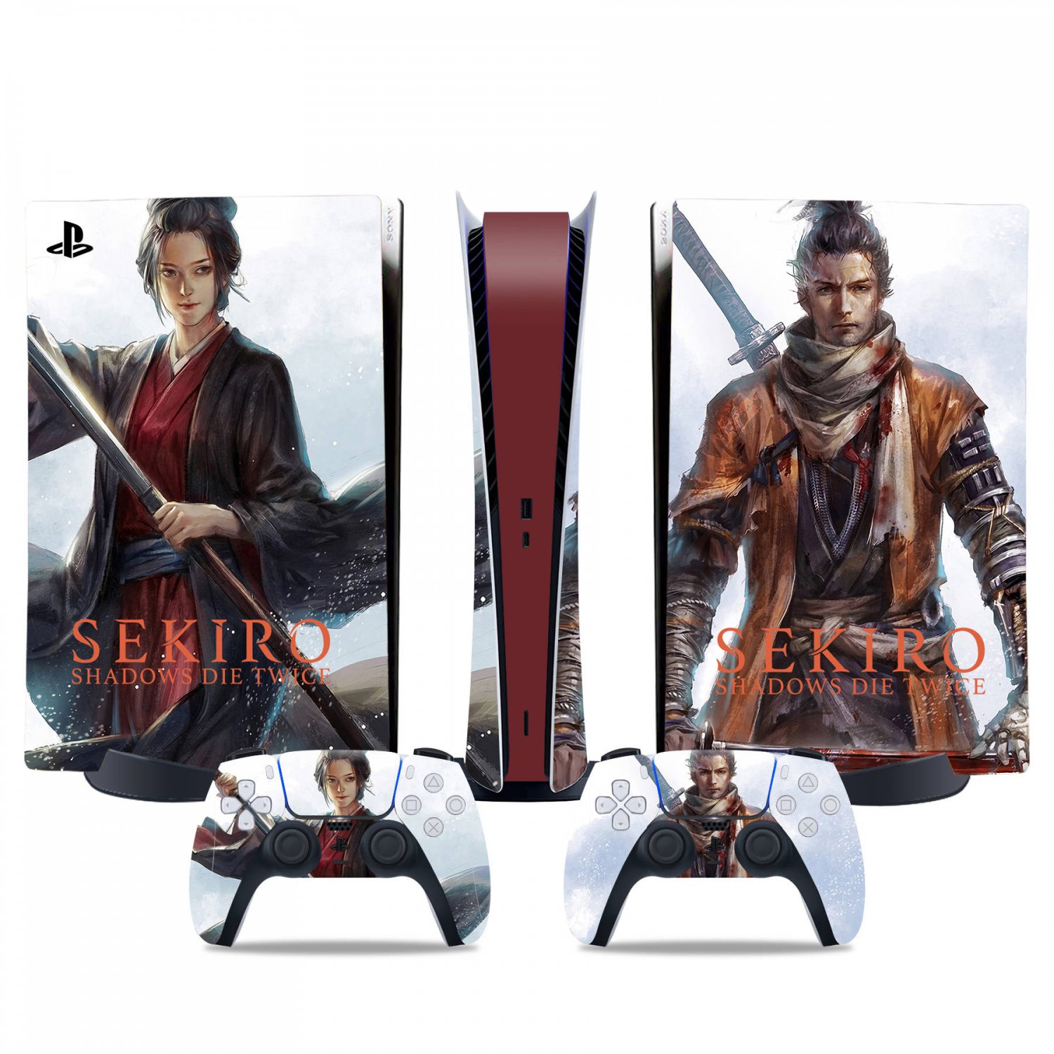Sekiro Shadow Die Twice decal skin for PS5 digital Console & 2 Controllers