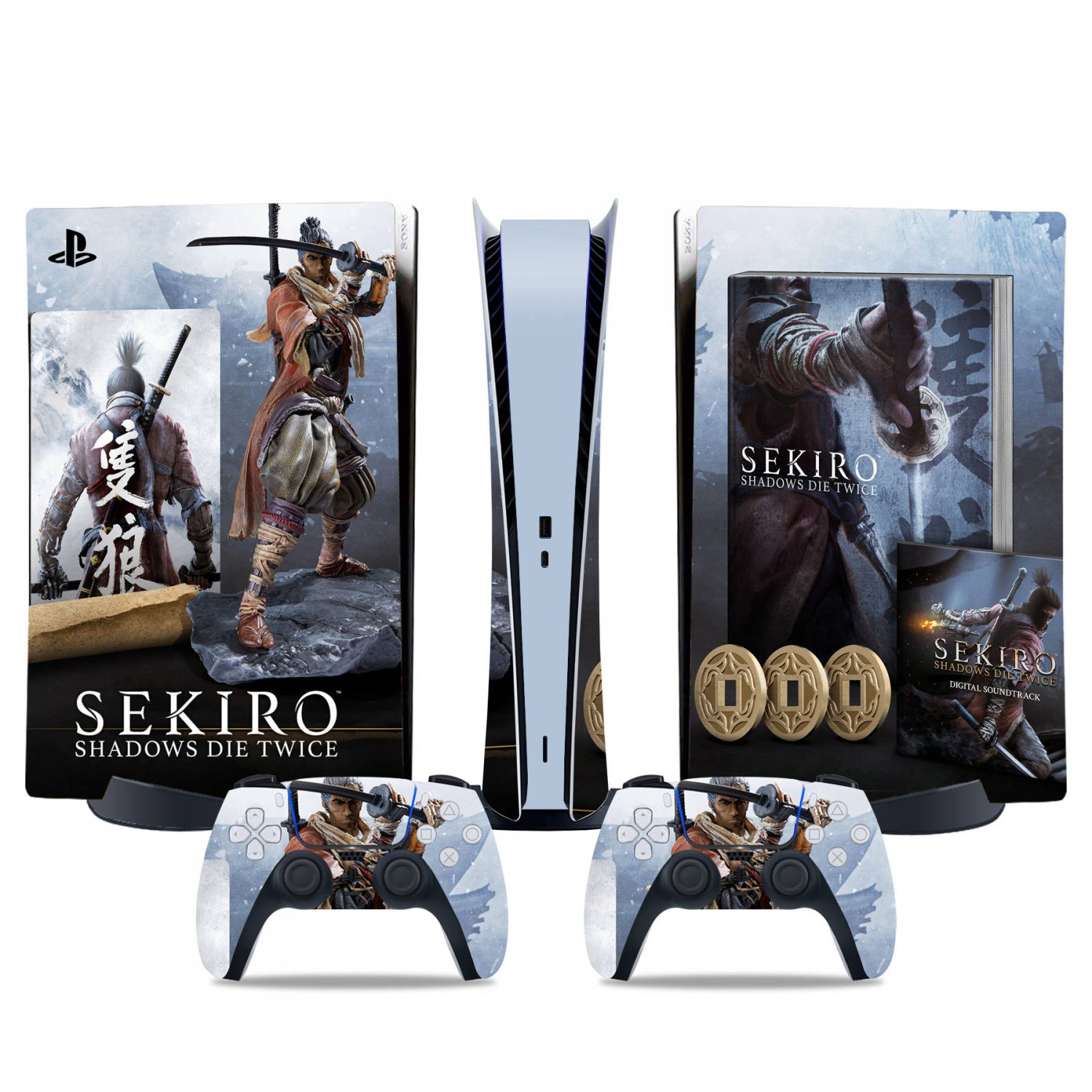 Sekiro Shadow Die Twice decal skin for PS5 digital Console & 2 Controllers