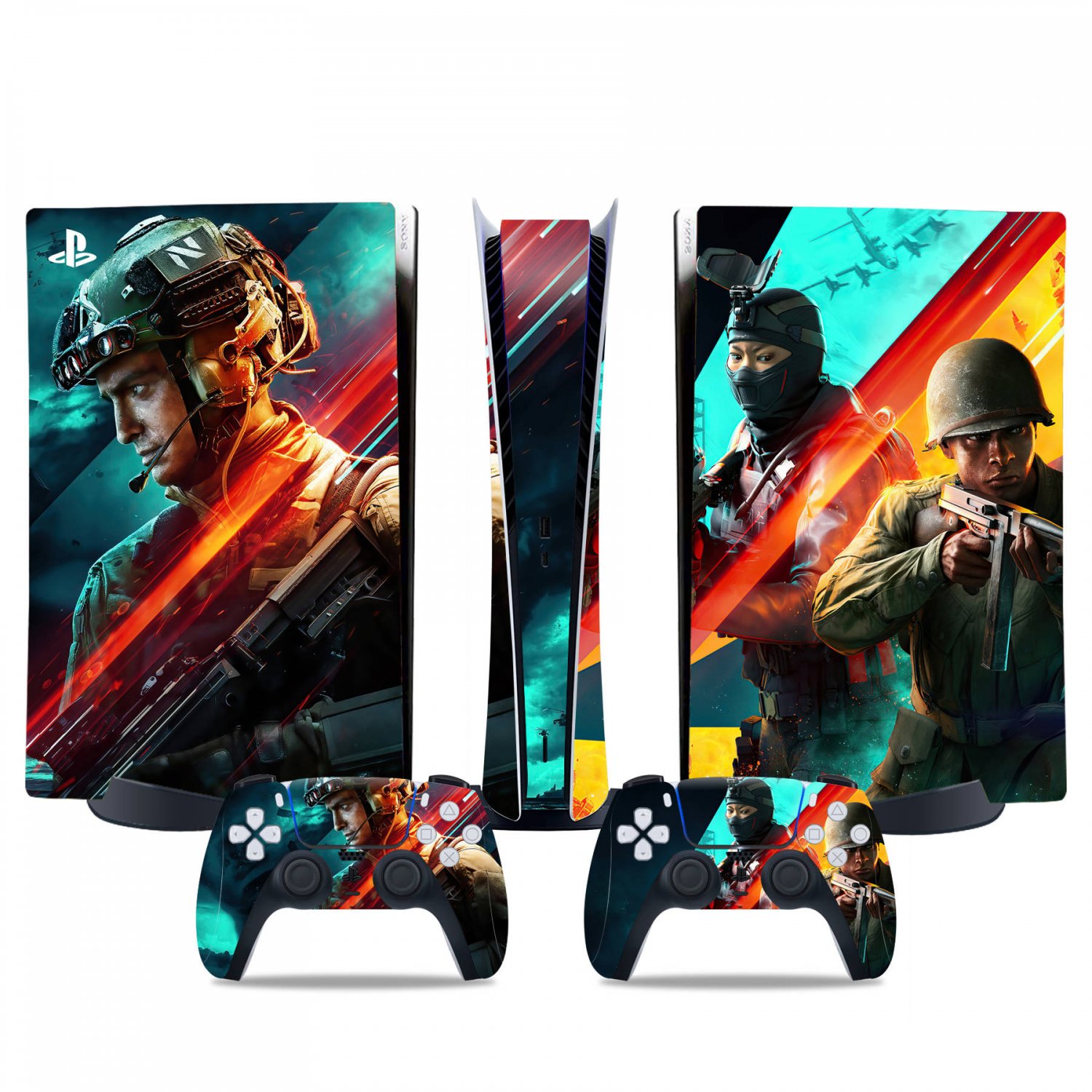 Call of Duty Warzone decal skin for PS5 digital Console & 2 Controllers