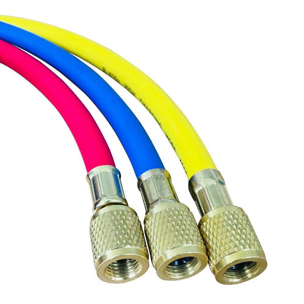 3x 60"" R410a R134a R22 HVAC Charging Hoses AC Refrigerant 1/4"" SAE 800PSI