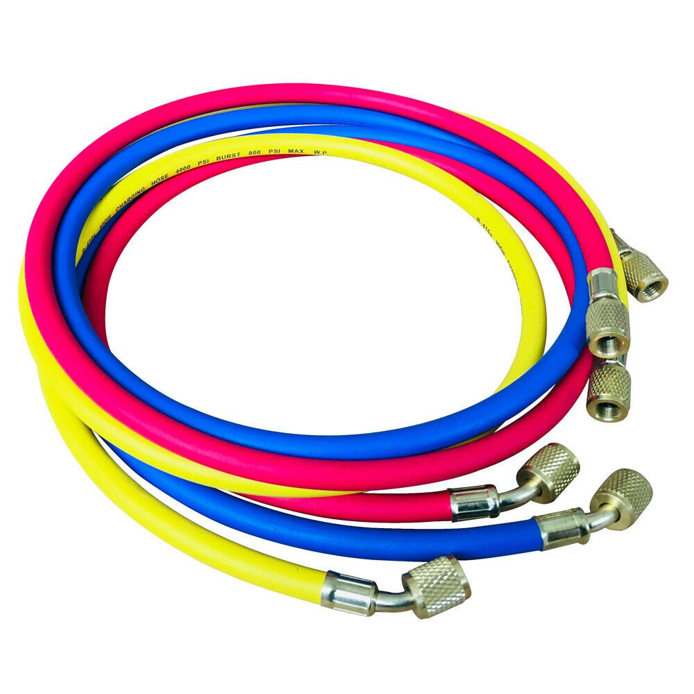 3x 60"" R410a R134a R22 HVAC Charging Hoses AC Refrigerant 1/4"" SAE 800PSI