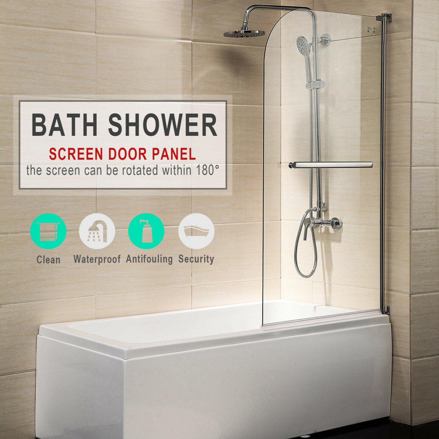 55"" x 31"" Pivot Radius Frameless Bath Shower Door 1/4"" Clear Glass ...
