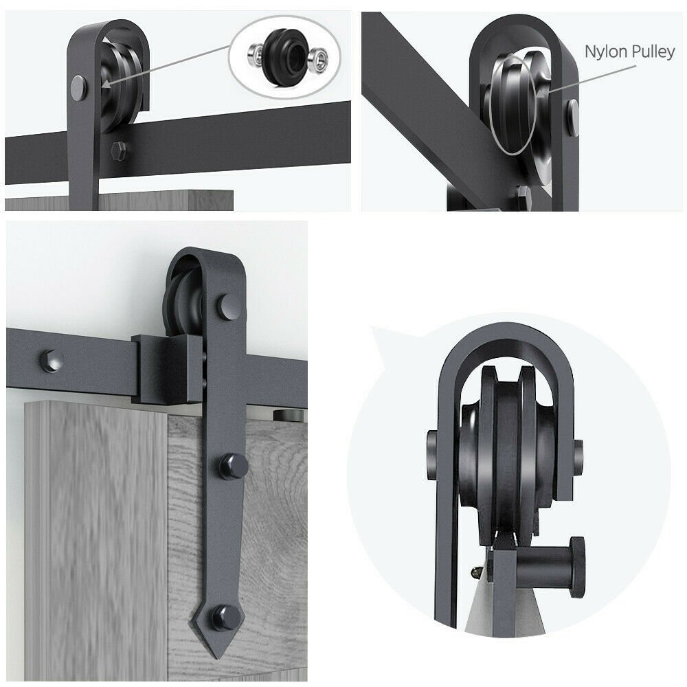 12FT Double Sliding Barn Door Hardware Set Kit with Track Roller ...