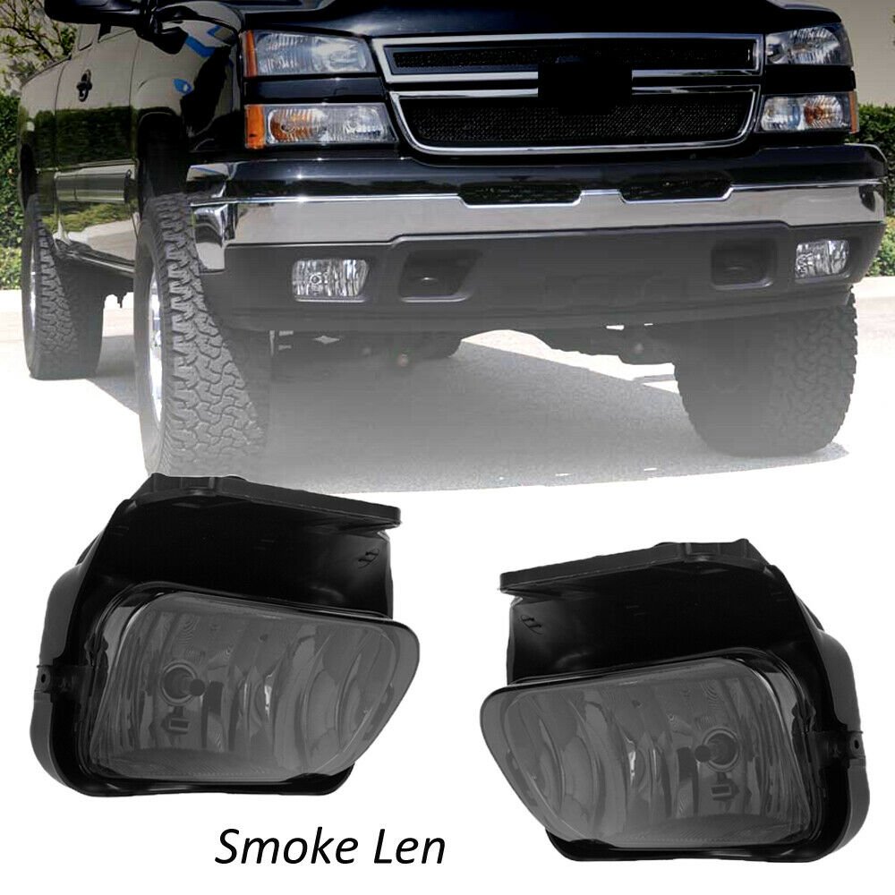 For 2003-2006 Silverado 1500 2500 3500 Smoked Fog Lights Lamps w/Bulbs