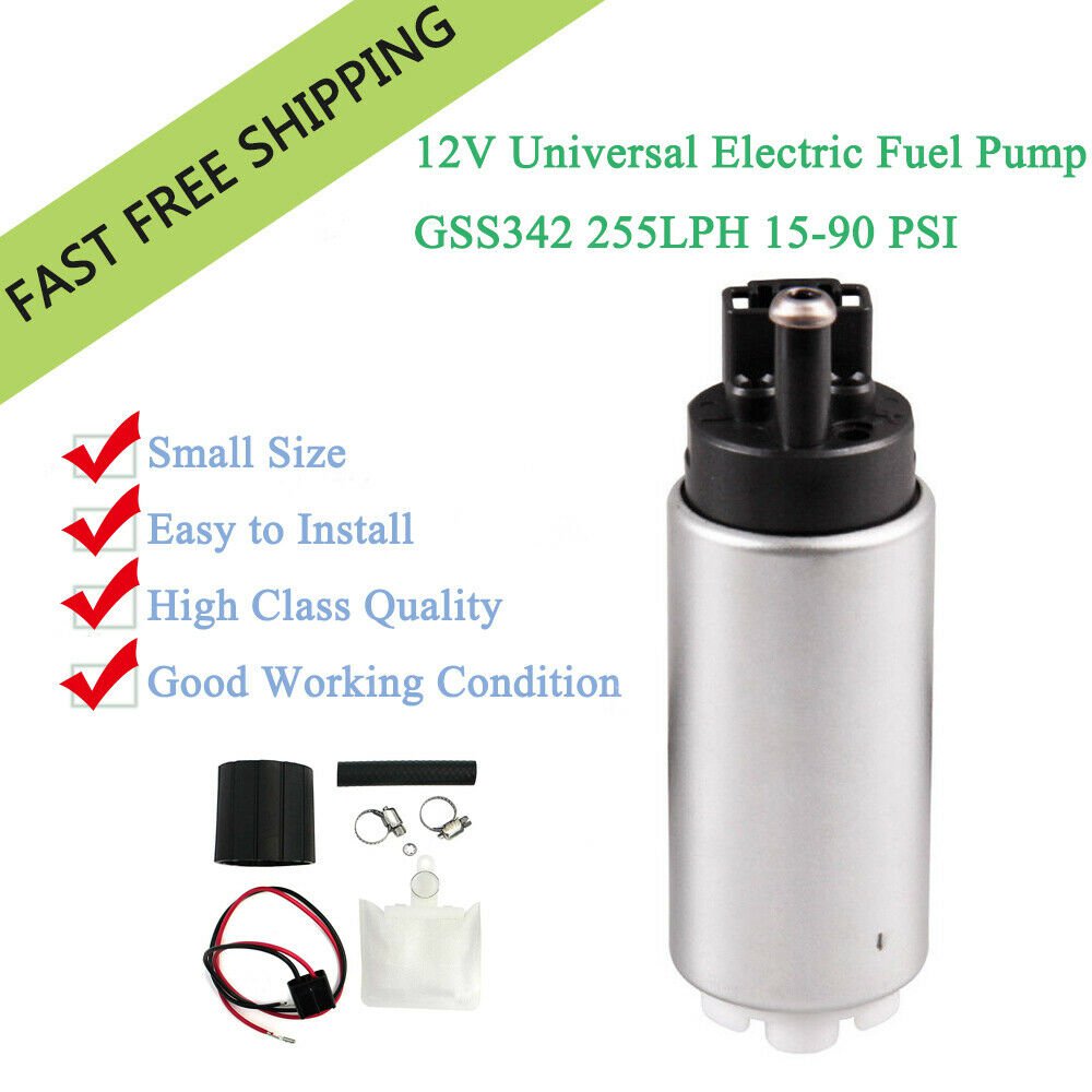 255LPH High Performance Pressure Flow Electric Fuel Pump Kit Replaces ...
